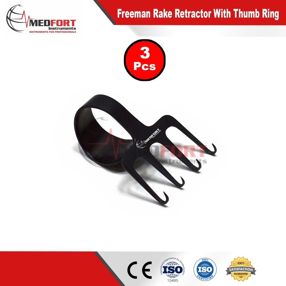 MEDFORT Freeman Rake Retractor with Thumb Ring 5cm 38mm Wide Set of 3 ...