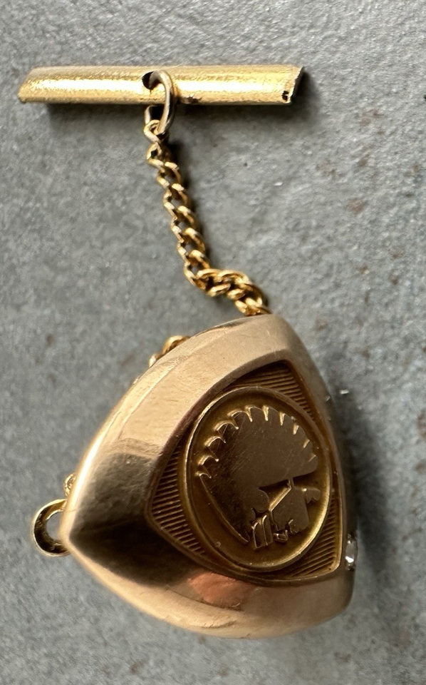 10K Yellow Gold Mutual of Omaha Lapel Tie Pin Tack Tiny Diamond ...