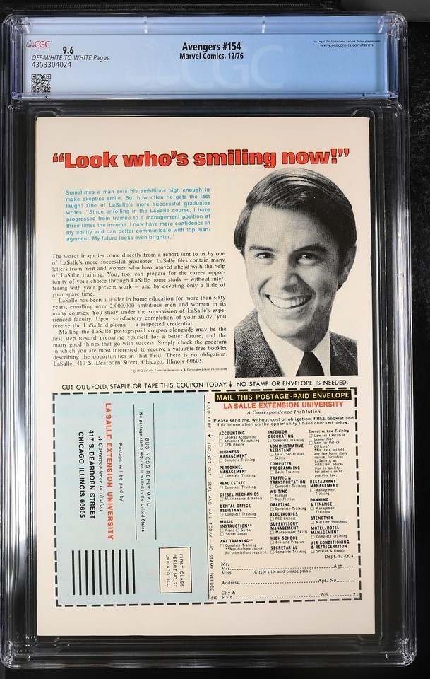 Avengers #154 CGC 9.6 Marvel Comics 1976 Jack Kirby CVR 1st appearance ...