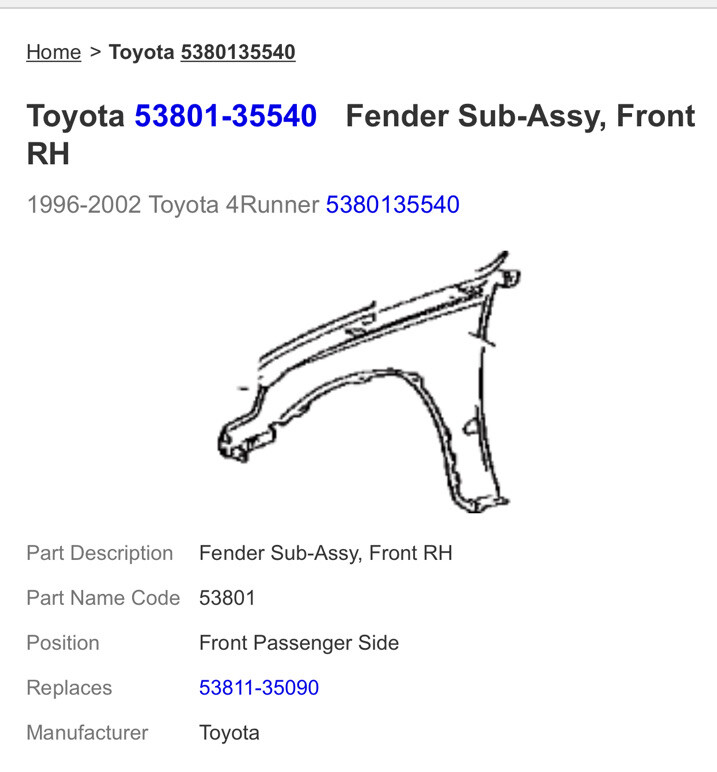 Toyota Lexus genuine parts 53801–35540 | eBay