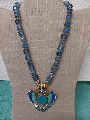Magnetic Blue Teal Moon Butterfly Magnetic Enhancer With Chunky beaded ...