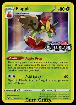 PRERELEASE Flapple SWSH022 - Rebel Clash - Promo Pokemon Card - Near ...