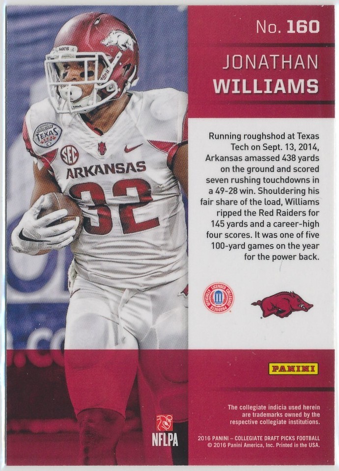 Jonathan Williams - Arkansas Razorbacks - 2016 Prizm Draft Picks - RC ...