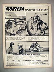 Montesa Motorcycle PRINT AD - 1965 ~~ Enduro, Impala, Dan Gurney, Wm ...