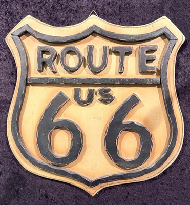 Vintage US Route 66 Shield Hanging Wood Wall sign 16" x 16" Rustic ...