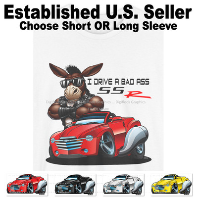 DigiRods Chevy SSR Hot Rod Truck Drive Bad Ass Cartoon Car White T ...
