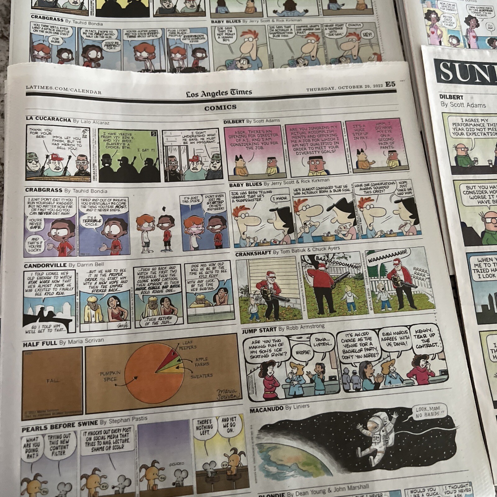 LOS ANGELES TIMES DILBERT COMIC STRIPS Oct 18-23 2022 Lot of 6 | eBay