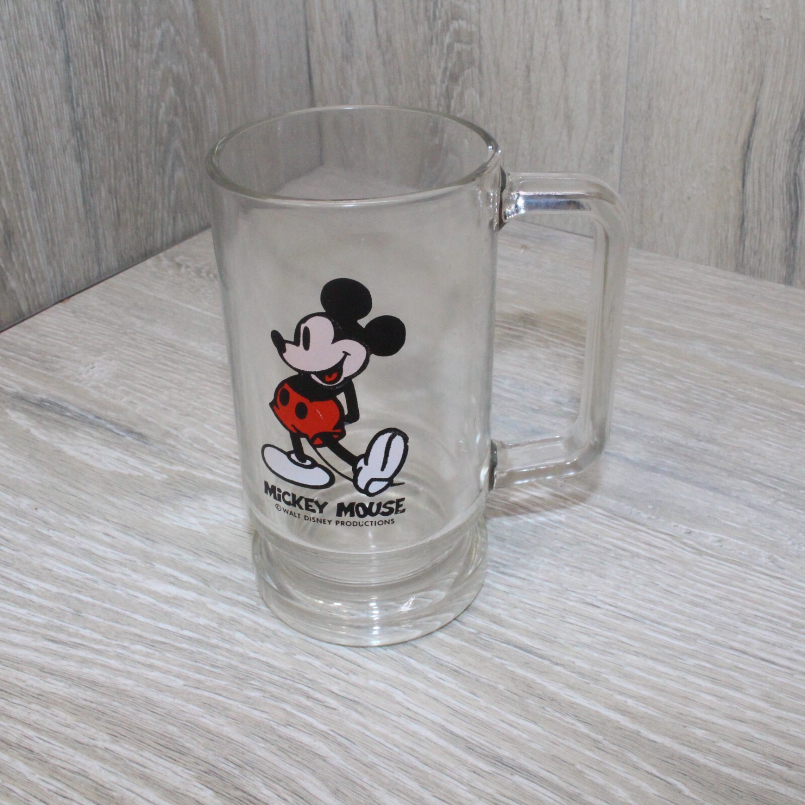 Vintage MICKEY MOUSE Glass Mug / Cup with Handle 5 1/2" Tall Walt ...