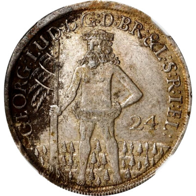 1698 German States Brunswick Luneburg Wildman 2/3 Taler, 24 MG, NGC AU ...