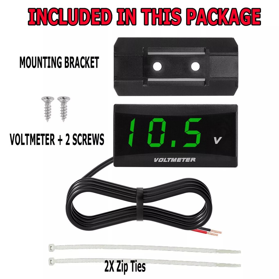 12V Digital LED Display Voltmeter Voltage Gauge Panel Meter Car ...