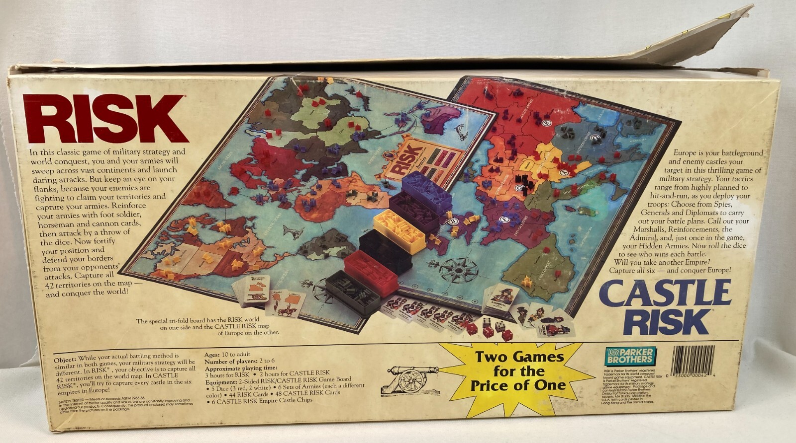 Risk and Castle Risk 2-in-1 Games Parker Brothers 1990 *Complete* w ...