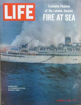 Vintage LIFE Magazine January 3, 1964 - S.S. Lakonia Fire at Sea 164741 ...