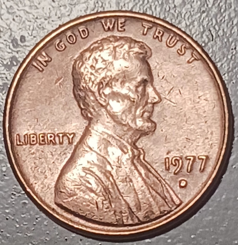 1977 D Lincoln Memorial Penny Mint Mark Leaning "E" Absent From ...