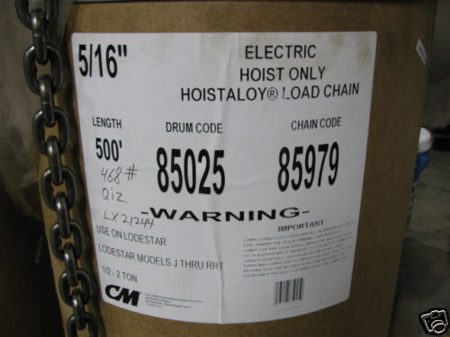 CM Star Grade Hoist Chain 85979 85949 Lodestar Valustar 5/16" Load ...