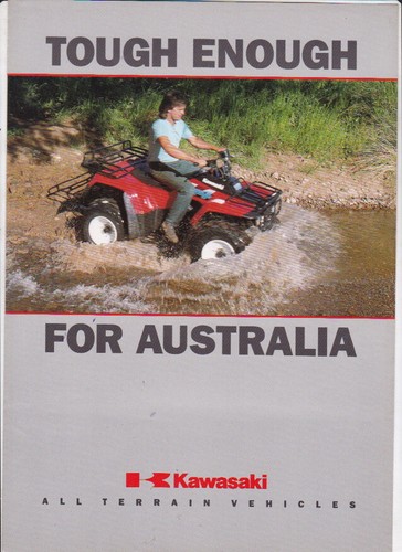 Late 1980s KAWASAKI ALL TERAIN VEHICLES Australian 4p Brochure KLF300C ...