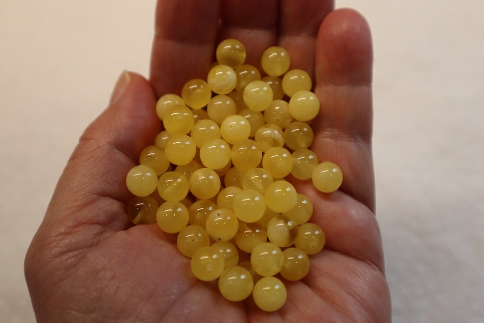 Natural Baltic Amber Beads, 9.5mm - 10mm, 2 Beads Butter Alluregem ...