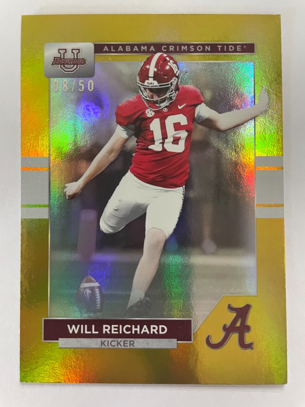 WILL REICHARD BOWMAN U ALABAMA GOLD FOIL 8/50 2023 CARD #67 OF SET | eBay