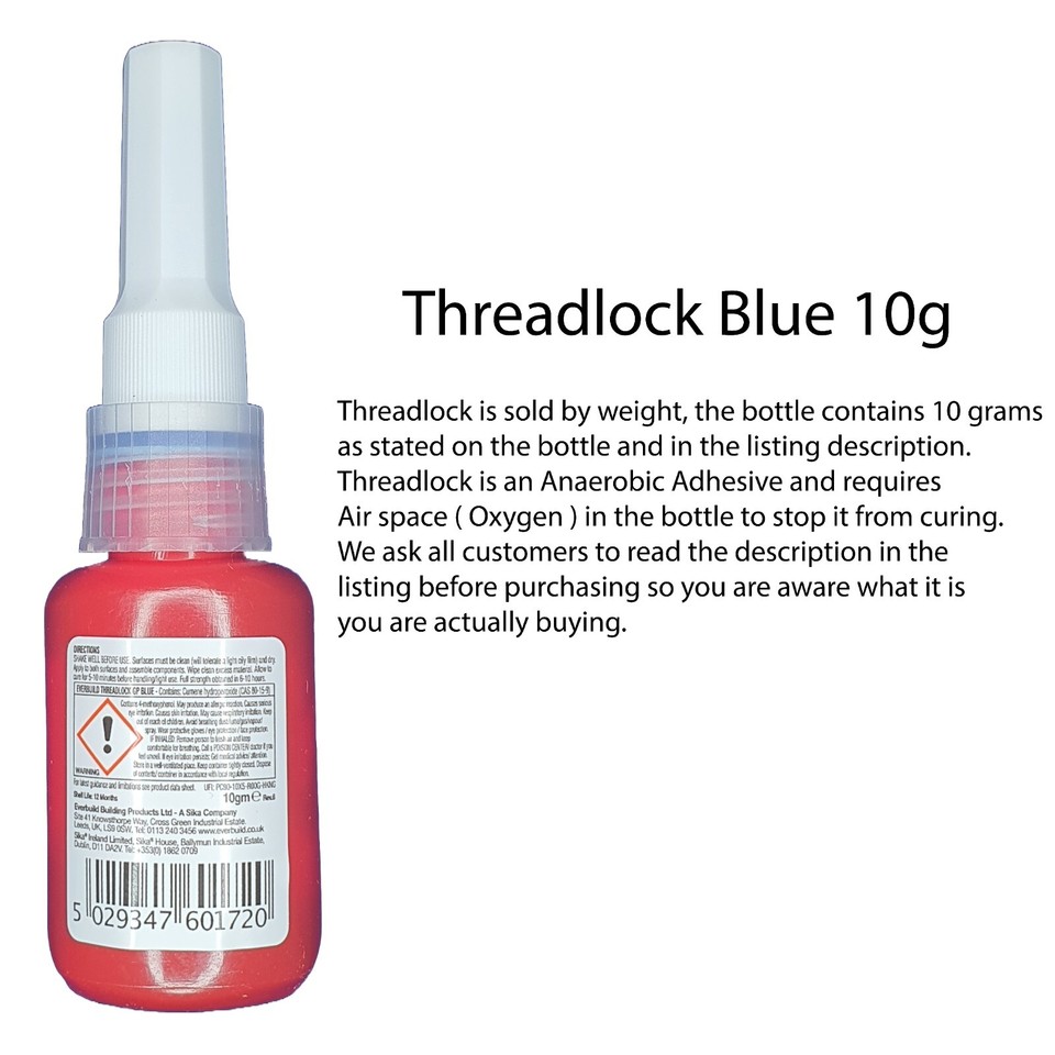 Everbuild Industrial Grade Thread Lock Blue For Nuts Bolts Screws Anti ...