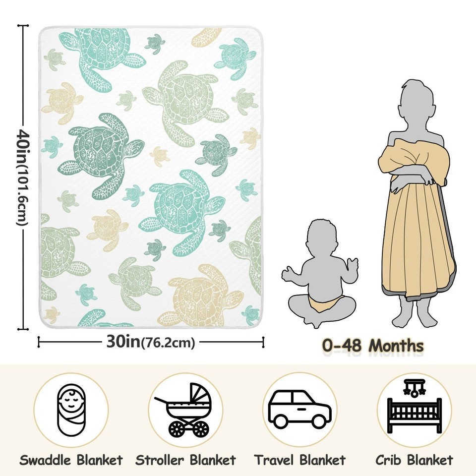 Aqua Turtle Sea Kids Baby Blankets Unisex Newborn,Super Soft Comfy ...