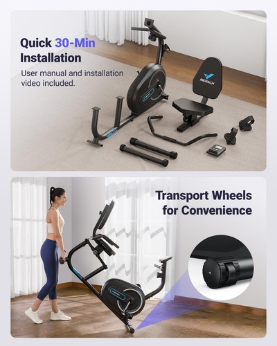 MERACH Recumbent Exercise Bike for Home with Smart Bluetooth and ...