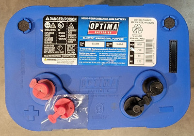 Optima Blue Top Marine Battery D34M MCA 870 CCA 750 AH 55 RC 120 NEW ...