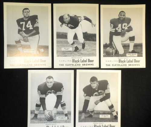 1961 Cleveland Browns Carling Black Label Beer 5 diff Morrow Mitchell ...