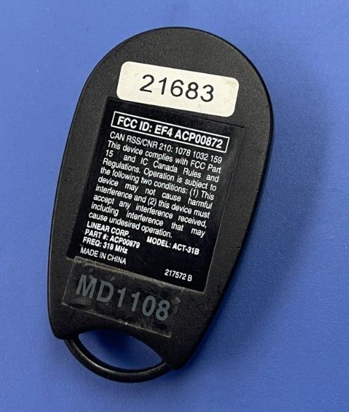 LINEAR 1-BUTTON EF4 ACP00872 Clicker Transmitter Fob ACT-31B ACP00879 ...