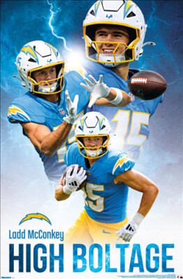 Ladd McConkey HIGH BOLTAGE Los Angeles Chargers NFL Football 22x34 Wall ...