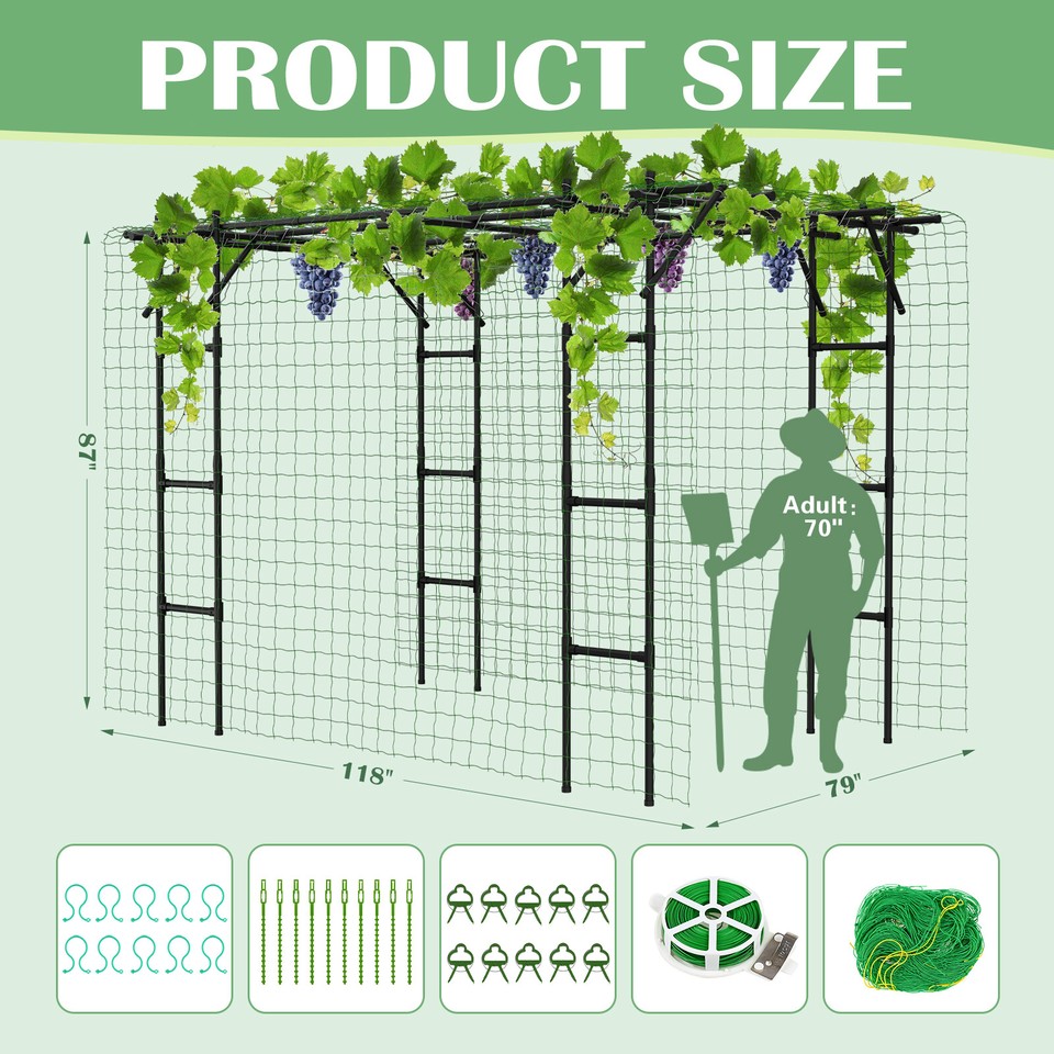 Extra Large Outdoor Garden Arch Trellis 118x79x87 in Yard Grape Vine ...