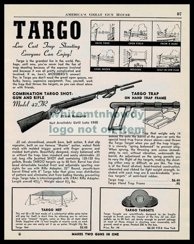 1949 TARGO Miniature Skeet Trap Shooting Game MOSSBERG PRINT AD ...