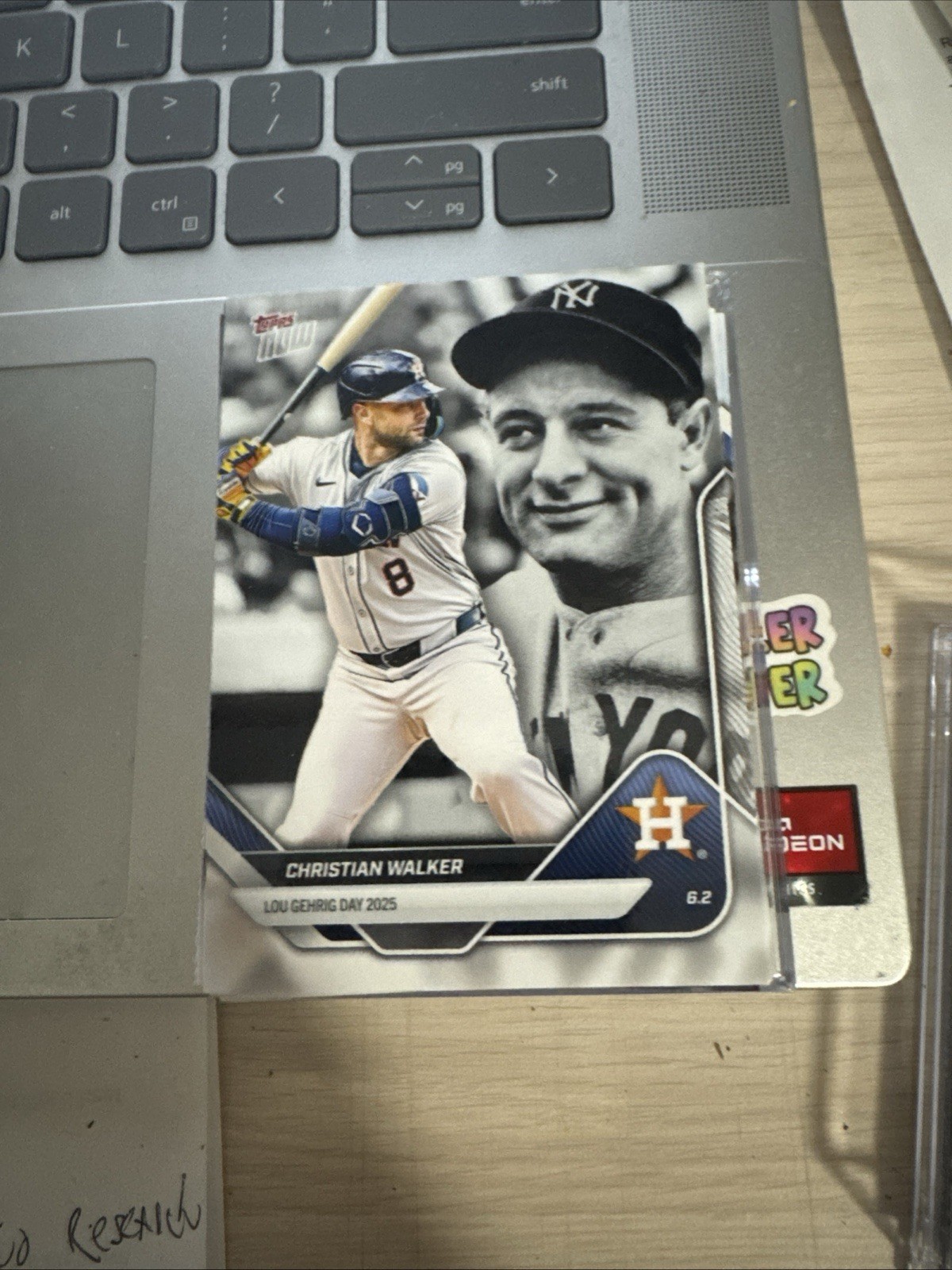 2025 Topps Now Lou Gehrig Day by Sarah Langs CHRISTIAN WALKER HOUSTON ...
