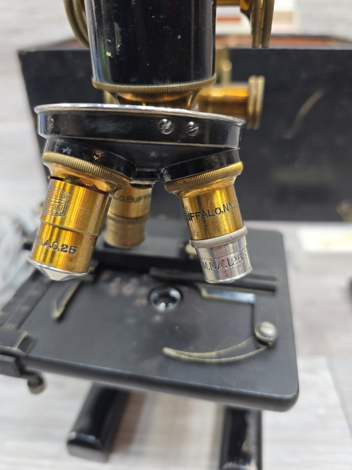 Vintage Antique Spencer Buffalo USA Microscope W/Case Light Slides | eBay