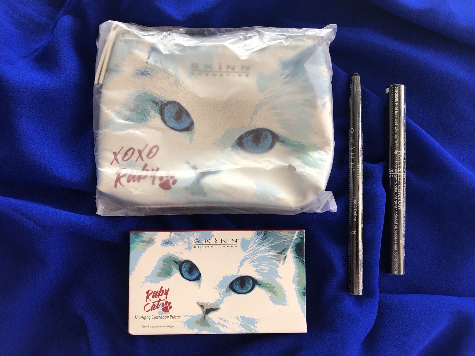 4 Pc Set SKINN Cosmetics Ruby Cat Eyeshadow Palette, Liner/Pencil ...