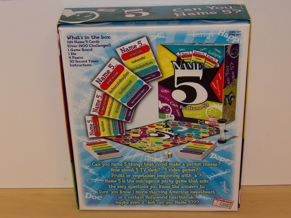 Name 5 Board Game-Endless Games-2016-Complete Ex Condition | eBay