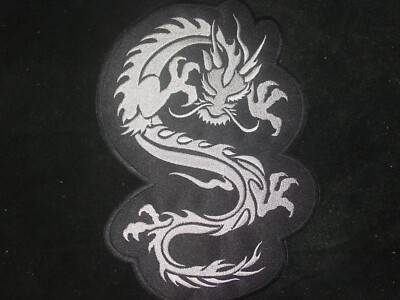 Silver grey Dragon Patch jacket ,Vest embroidered iron on patch Large 6 ...