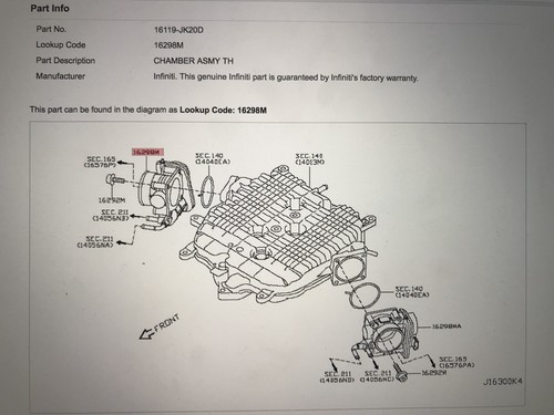Genuine Nissan Throttle Body 16119-JK20D | eBay