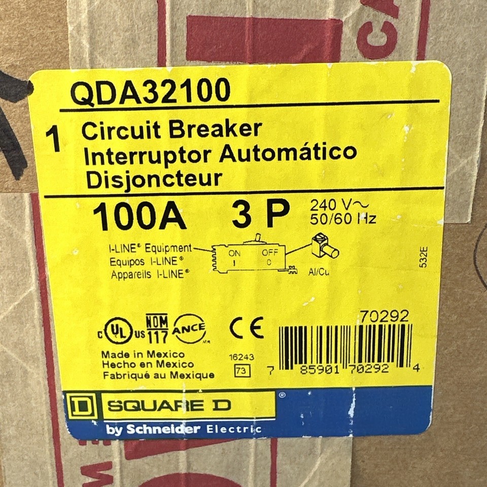Square D QDA32100 100 Amp 240V 3 Pole Circuit Breaker-Warranty(Ship ...