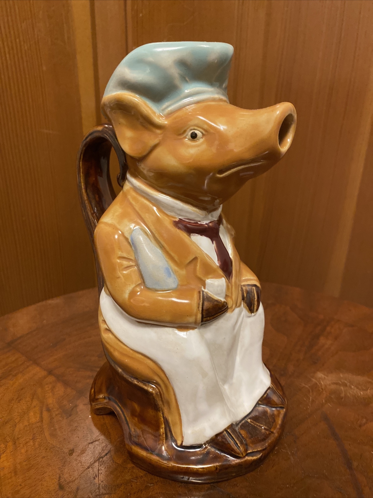 ONNAING Pig Pitcher Barbotine French Hand Painted Ceramic 19th Century ...