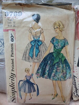 Vintage 1950s Simplicity Pattern 3769 16 Bust 36 Swing Madmen VLV Wrap ...