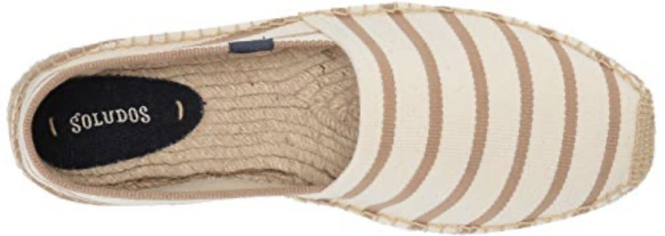 Soludos Men’s Espadrilles Sandal White With Brown Stripes Platform Slip ...
