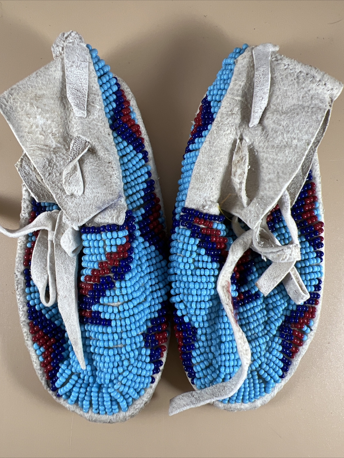 Vintage Native American Sioux Leather Beaded Infant Child Moccasins | eBay