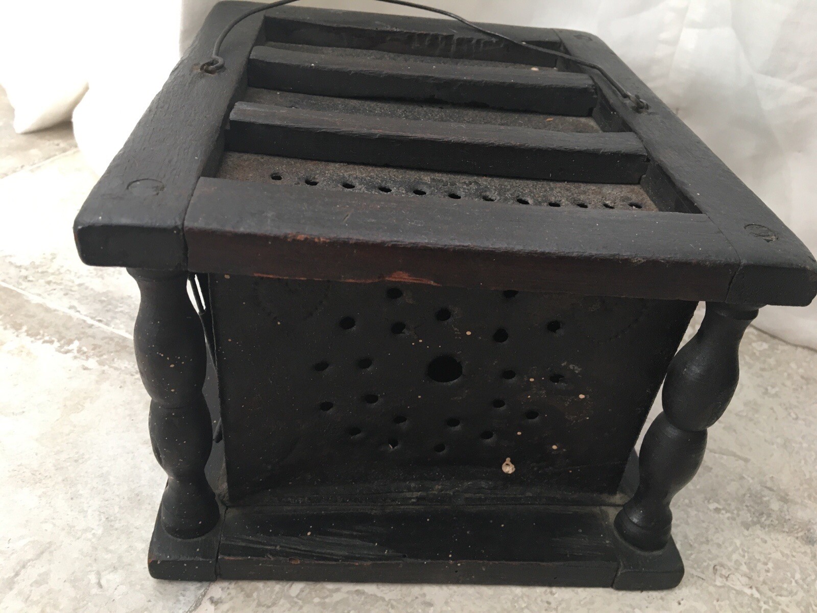 Antique 19th Century Wood and Punched Tin Foot Warmer w/ Heart ...