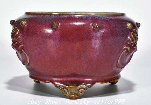 7.8'' Song Dynasty Jun Kiln Porcelain Beast Animal Face 3 Legs Pen wash ...