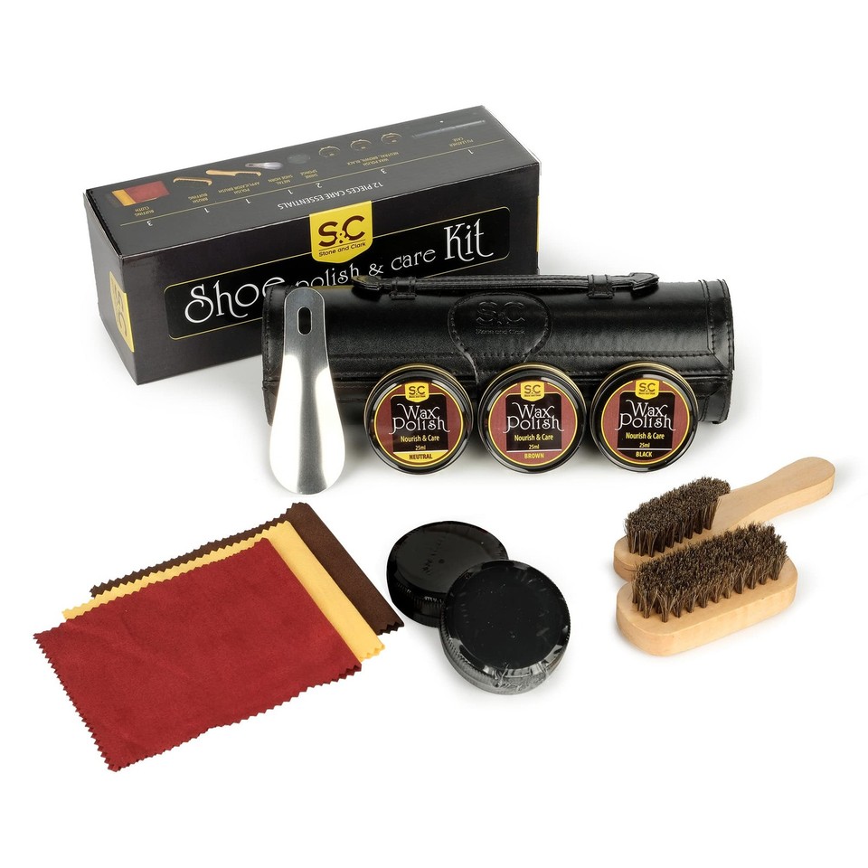 12PC Shoe Polish & Care Kit, Leather Shoe Shine Kit with Brown Wax ...