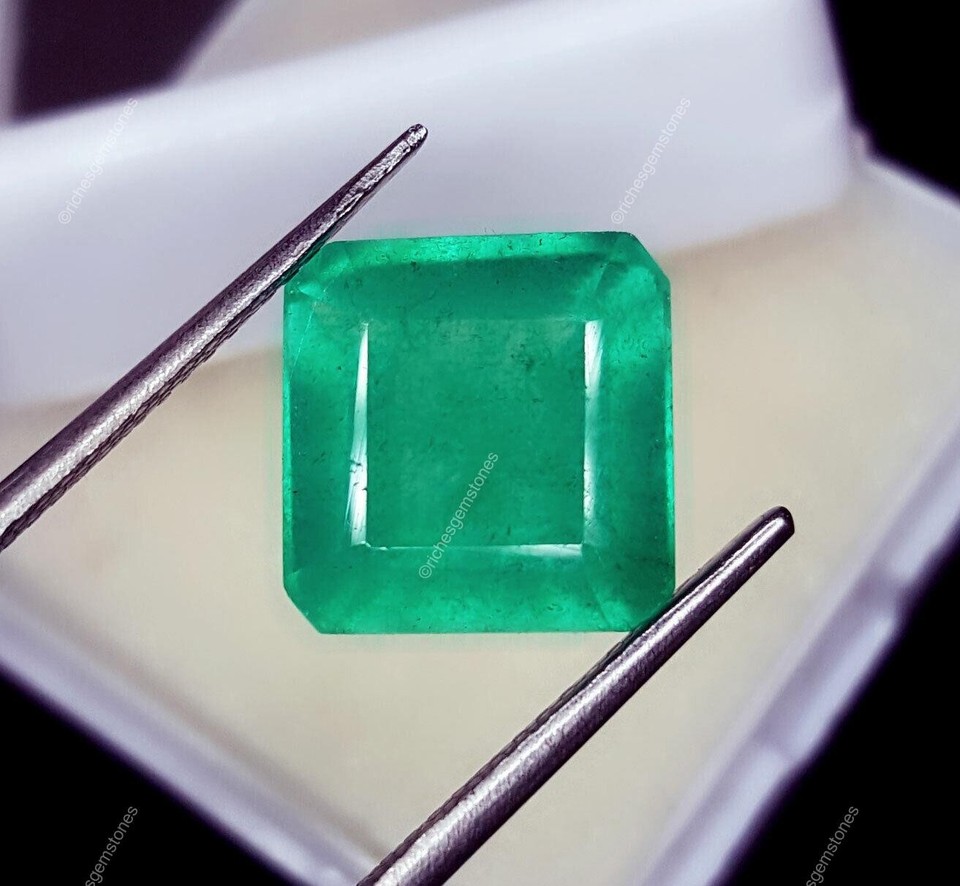Natural Green Emerald 5.47 Ct Loose Gemstone Certified Unheated Square ...