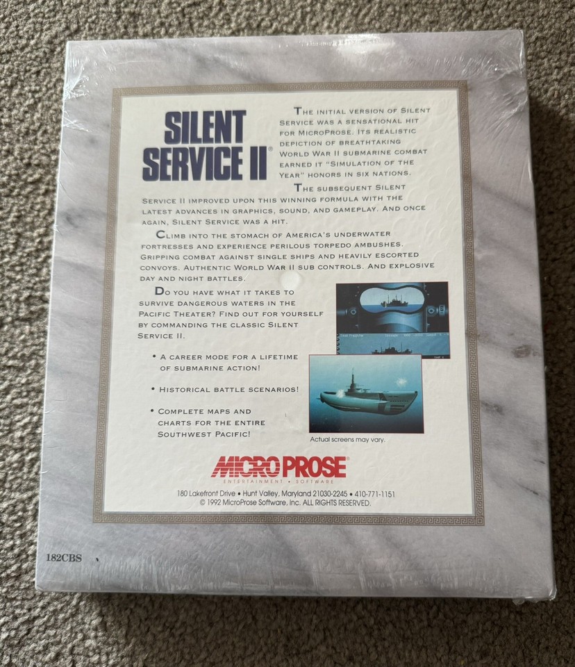 Silent Service II Vintage Submarine PC Game & Floppy 3.5” Floppy Disc ...