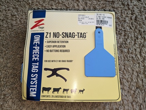 Z Tags 25 Count 1-Piece Blank Tags for Long Neck Calves, Blue ...