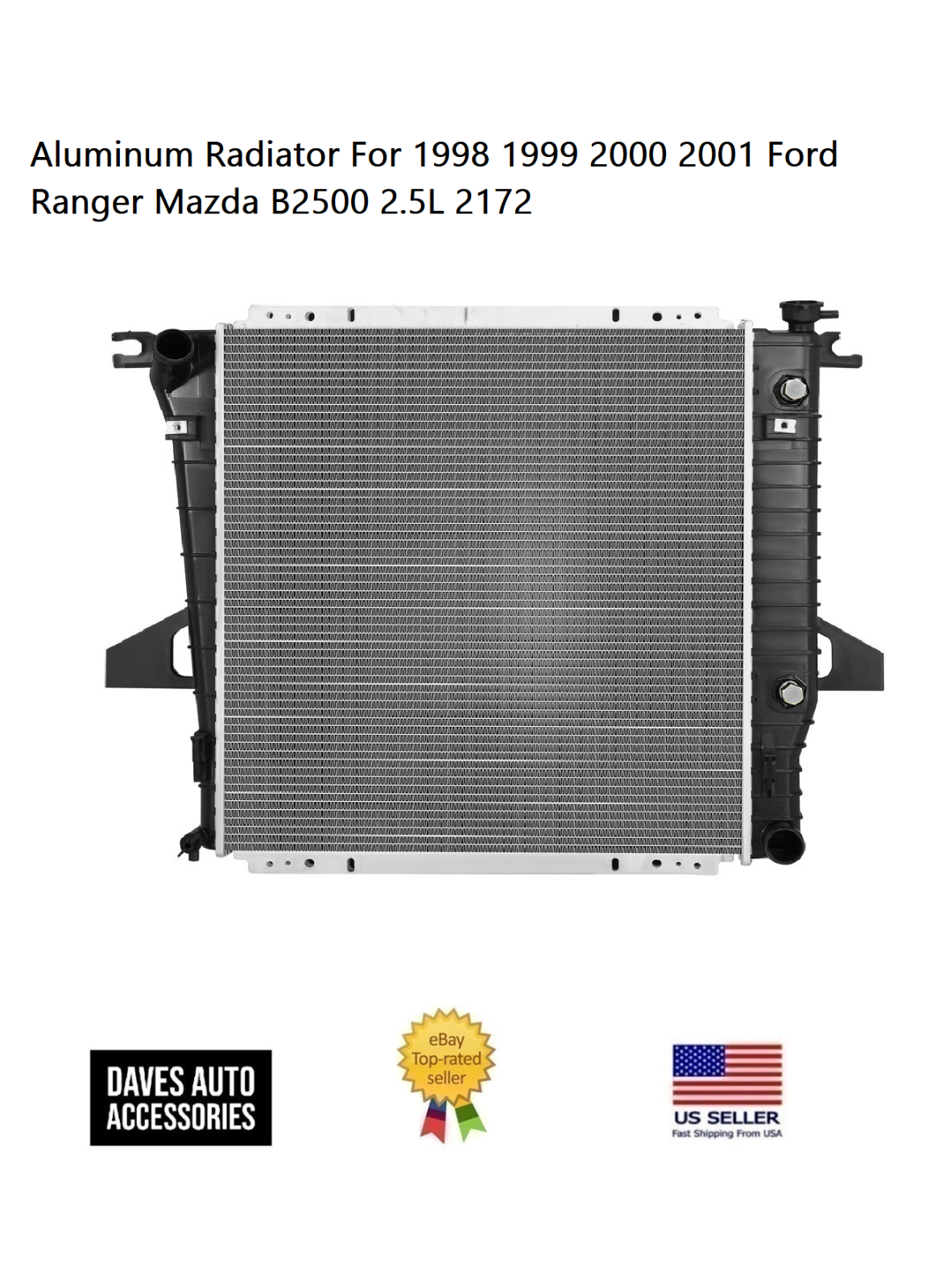 Engine Cooling Aluminum Radiator Assembly Fits 1998-2001 Ford Ranger ...