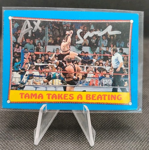 1987 Topps WWF #41 Tama Takes a Beating Demolition Auto Ax Smash ...