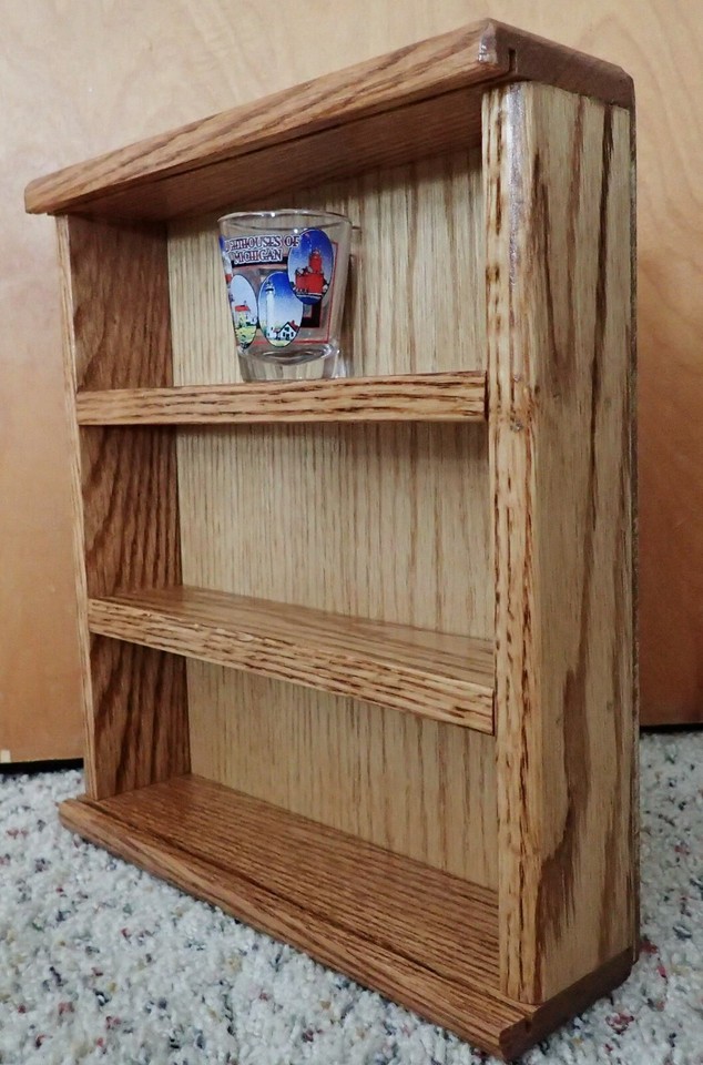 oak 12 shot glass bar display case shelf plexi front barware made in ...